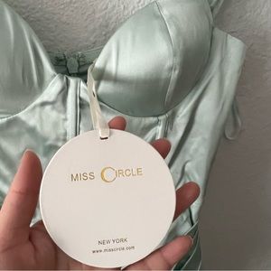 Miss Circle | Dresses | Miss Circle Hedy Mint Satin Corset Dress | Poshmark